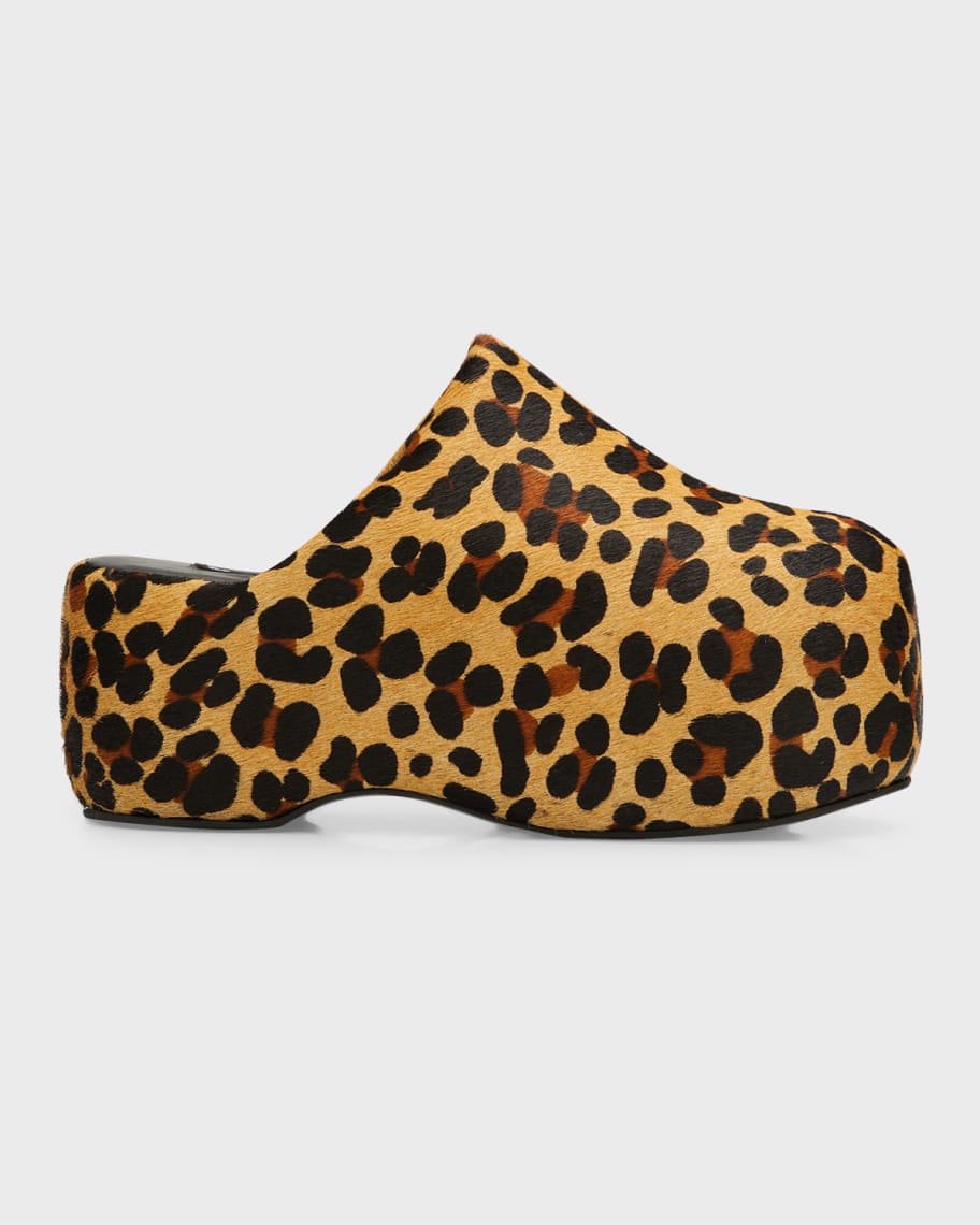 SIMONMILLER Leopard Platform Bubble Clogs | Neiman Marcus