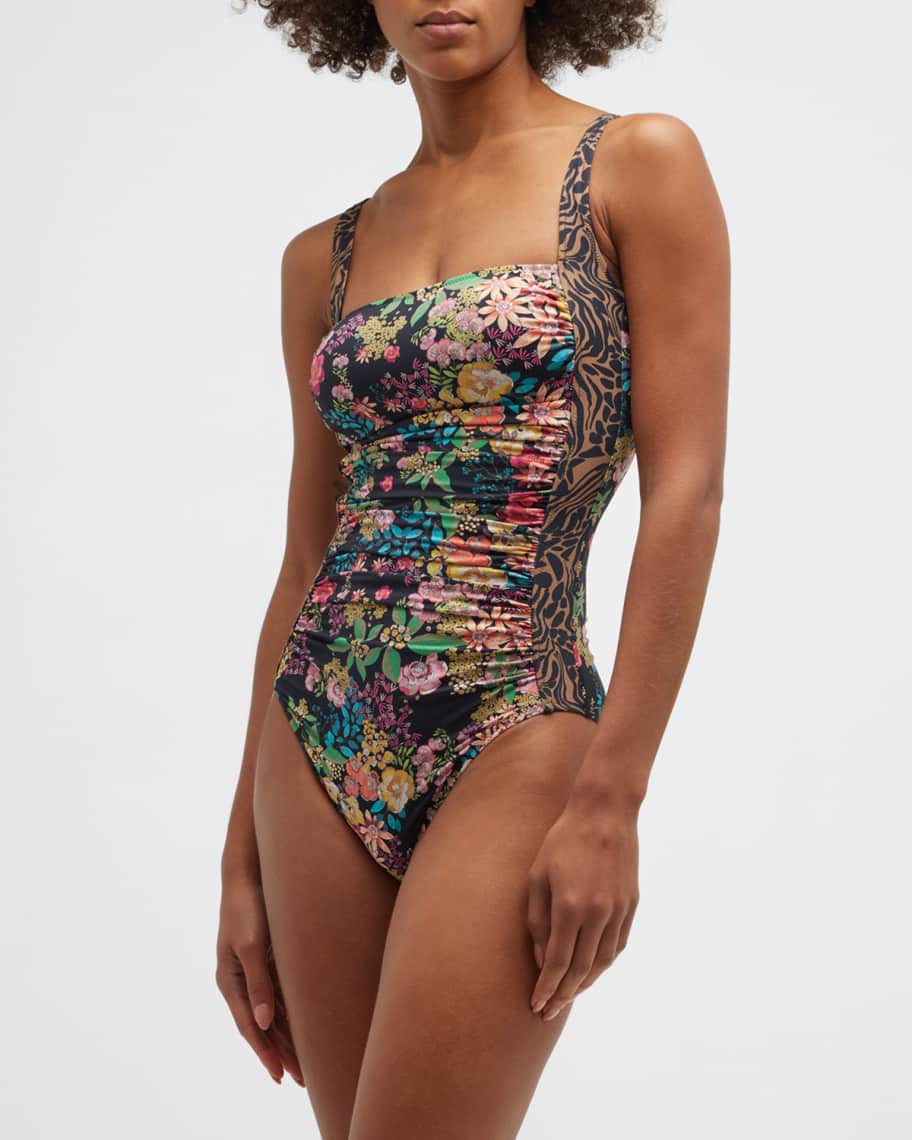 Johnny Was Millo Ruched One Piece Swimsuit Neiman Marcus