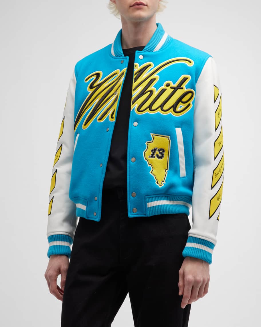Off-White Men's World Logo Varsity Jacket | Neiman Marcus