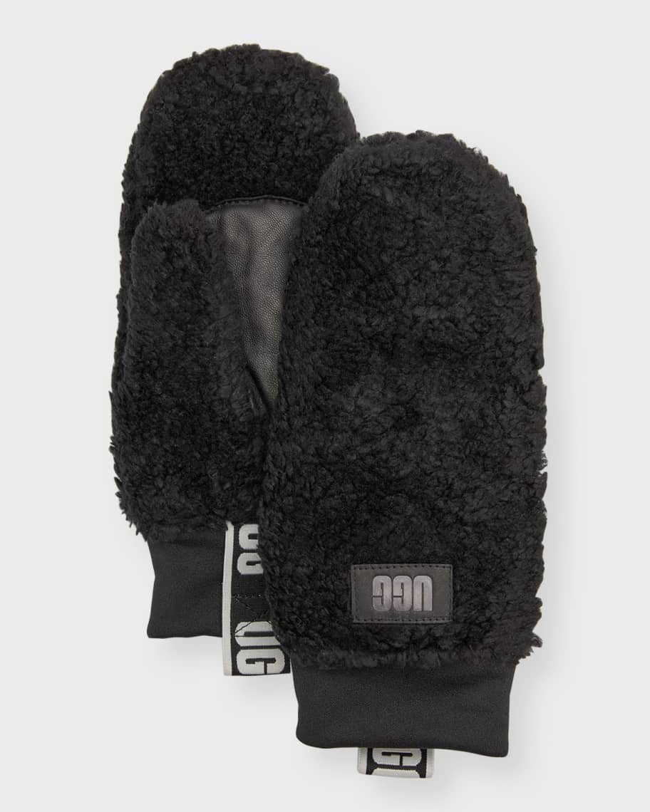 UGG Logo Sherpa Mittens | Neiman Marcus