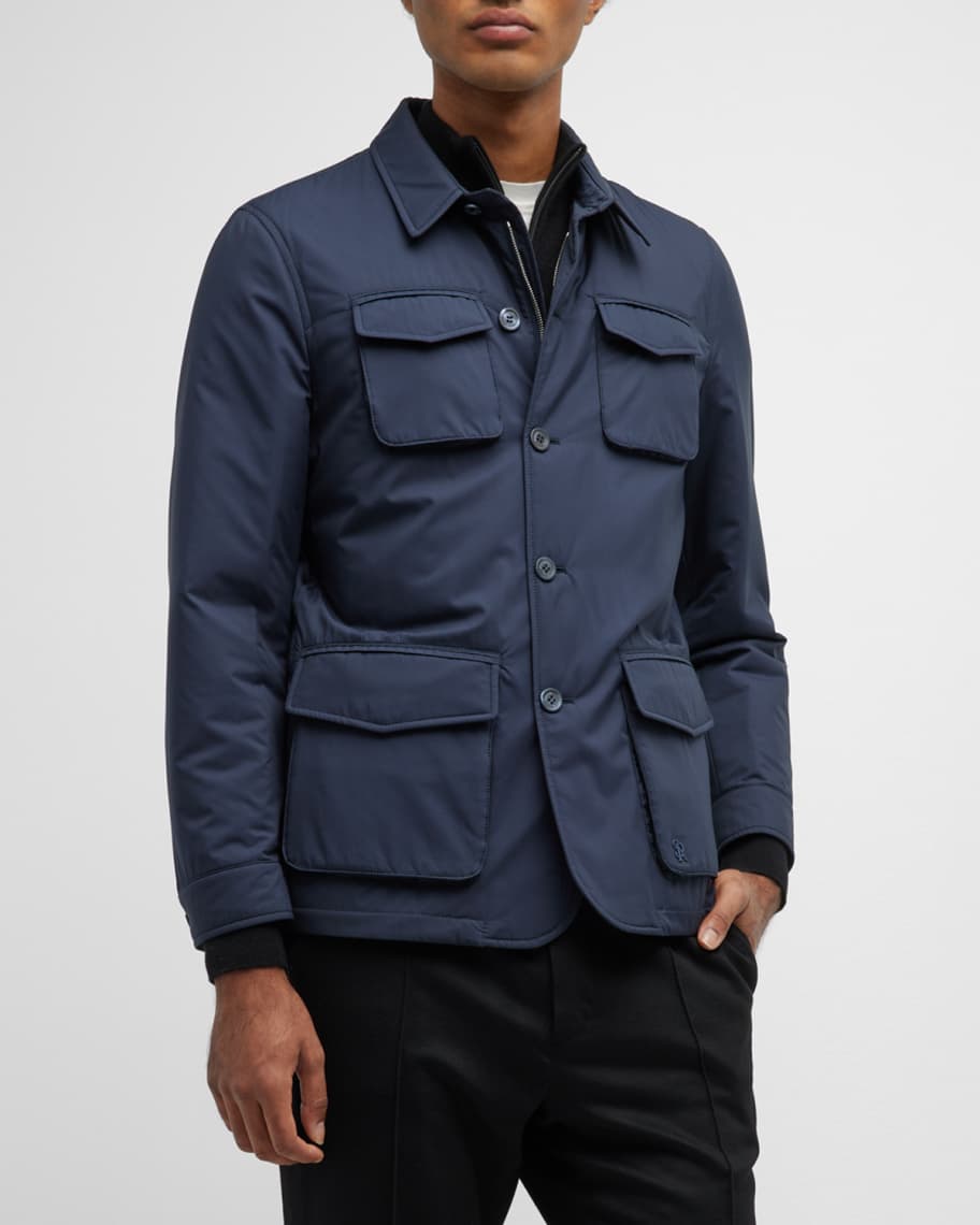 Stefano Ricci Men's Solid Silk Field Jacket | Neiman Marcus