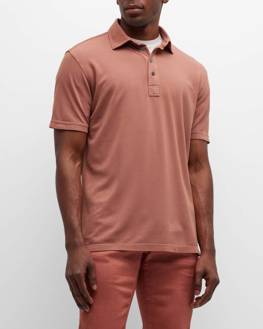 ZEGNA Men's Cotton-Silk Polo Shirt | Neiman Marcus