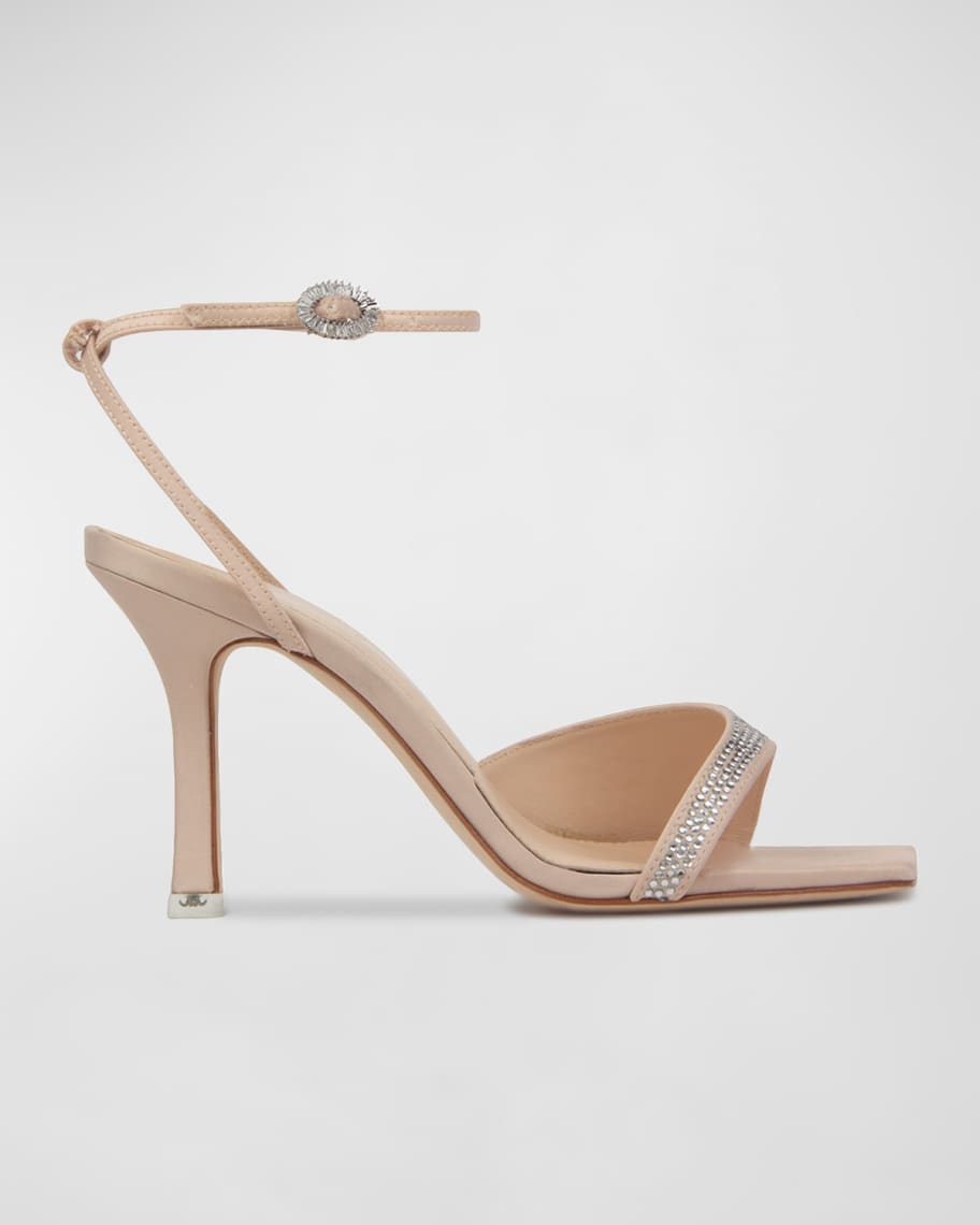 Black Suede Studio Jordan Square-Toe Ankle-Strap Sandals | Neiman Marcus