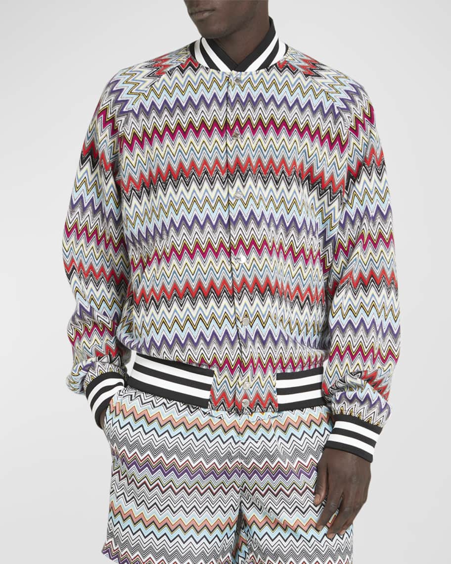Missoni Men's Chevron Knit Bomber Jacket | Neiman Marcus
