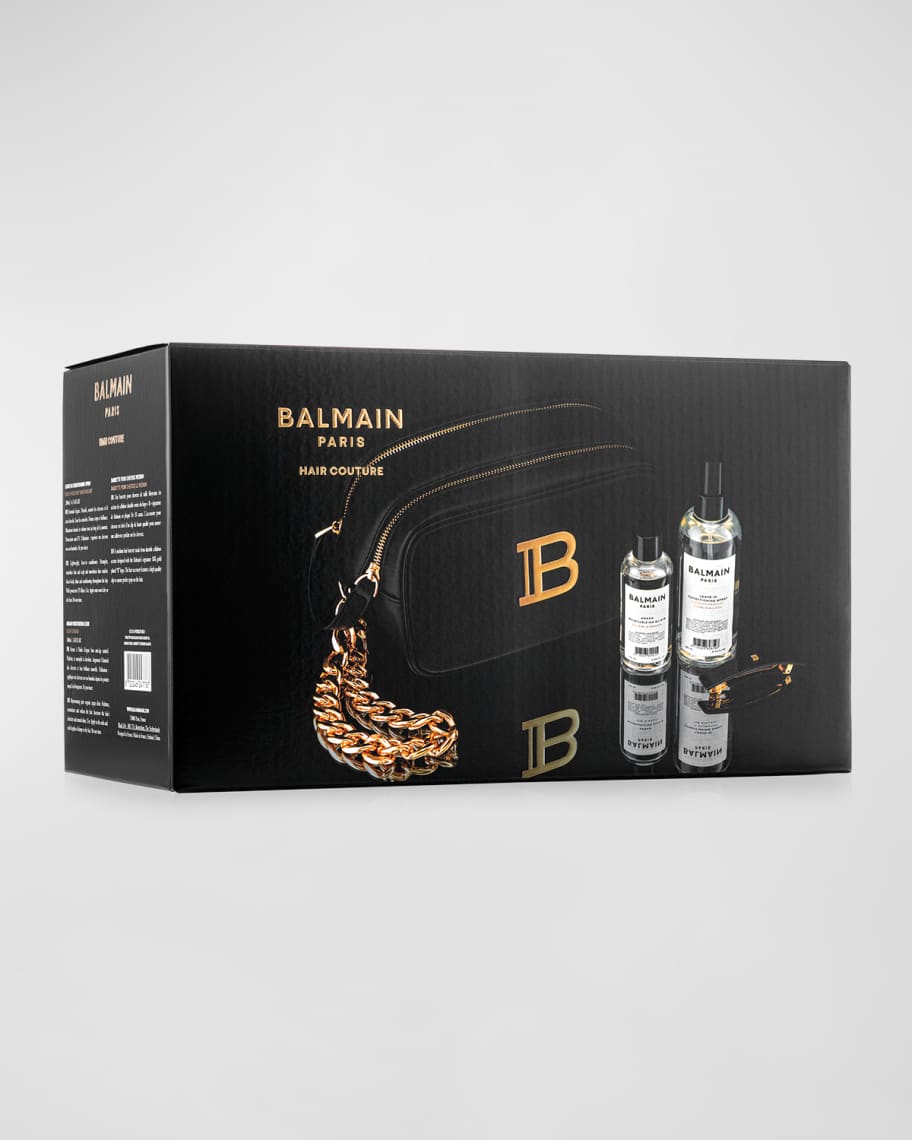 Balmain Hair Black and Gold Toiletry Bag Gift Set | Neiman Marcus