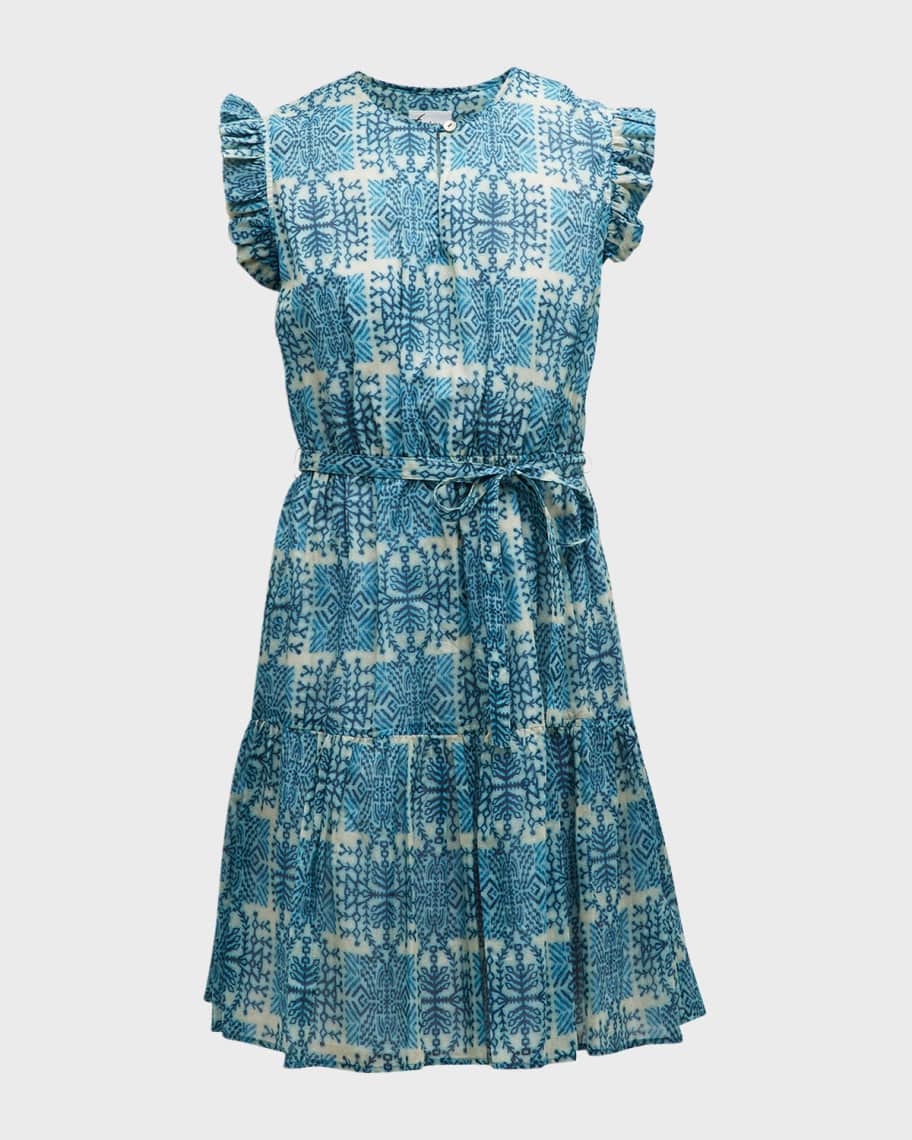 Finley Caroline Sleeveless Geo-Print Ruffle Mini Dress | Neiman Marcus