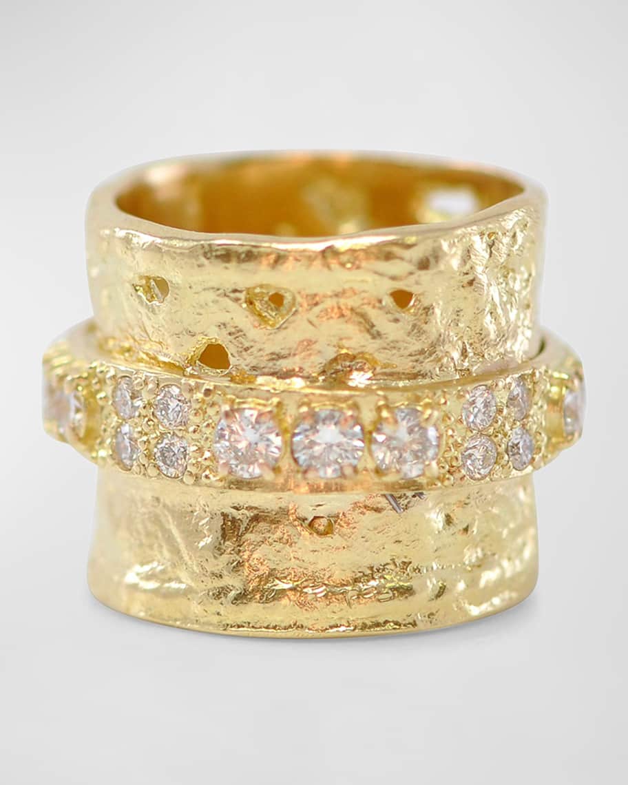 Armenta 18K Yellow Gold Large Artifact Band Statement Ring with ...