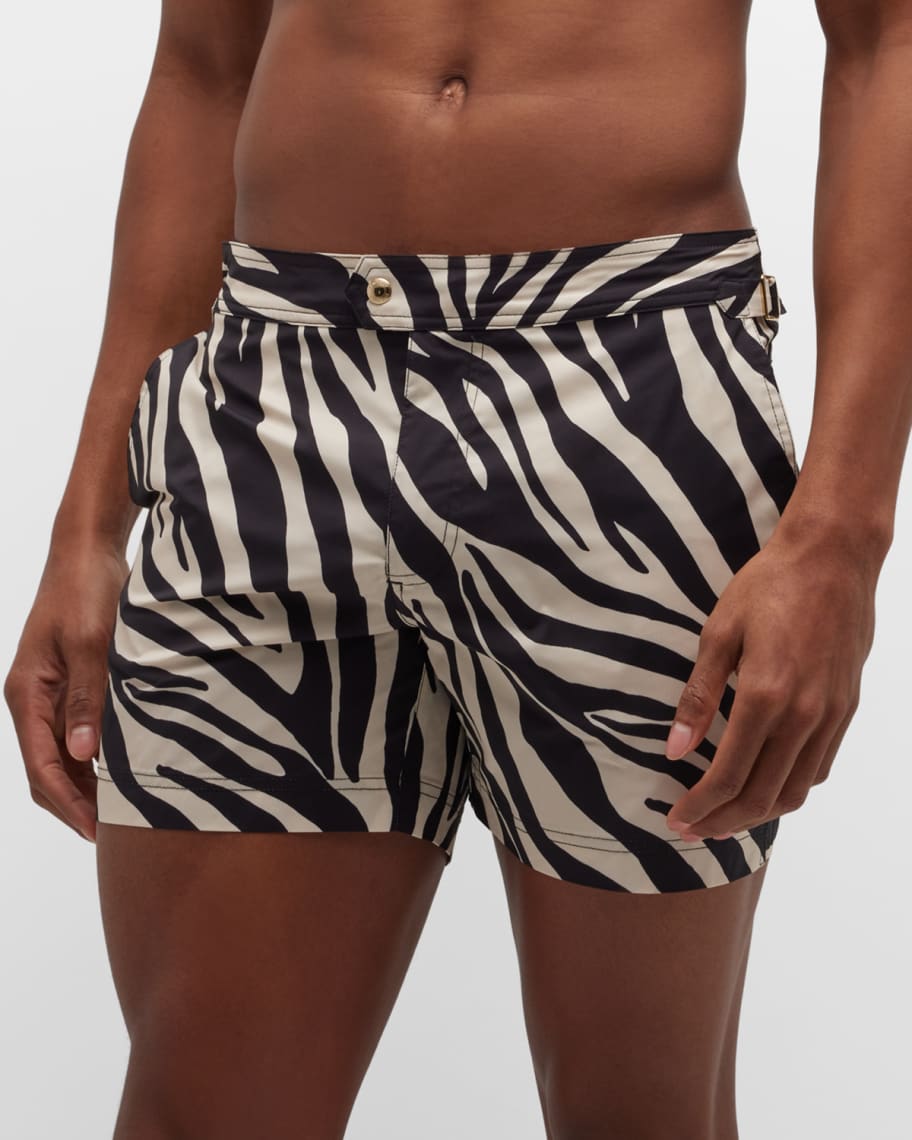 TOM FORD Men's Zebra-Print Swim Shorts | Neiman Marcus