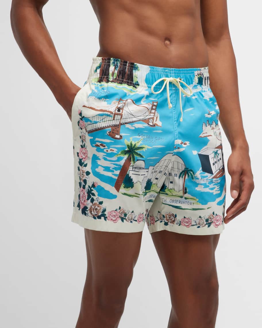 Amiri Men's California-Print Swim Trunks | Neiman Marcus
