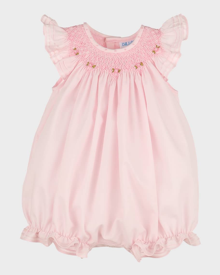 Luli & Me Girl's Classic Smocked Bubble Romper, Size 3M-24M | Neiman Marcus