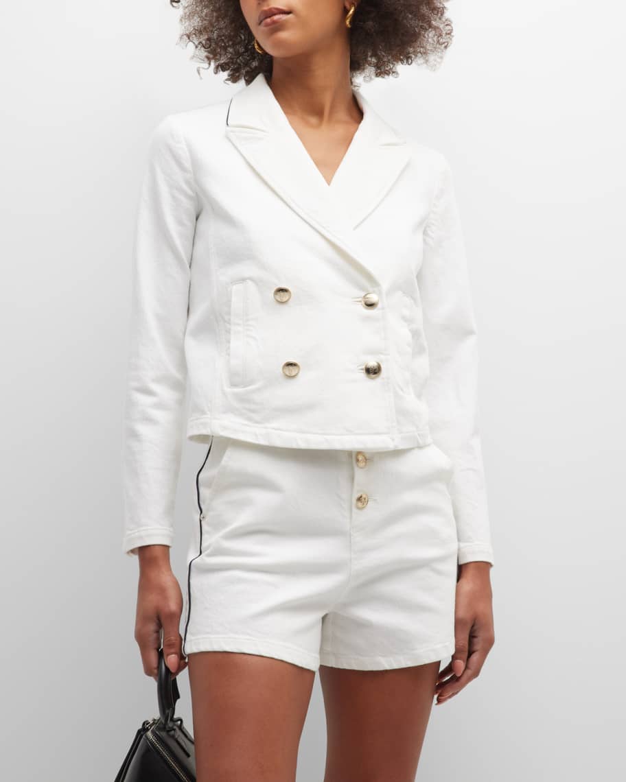 Emporio Armani Double-Breasted Cropped Sailor Jacket | Neiman Marcus