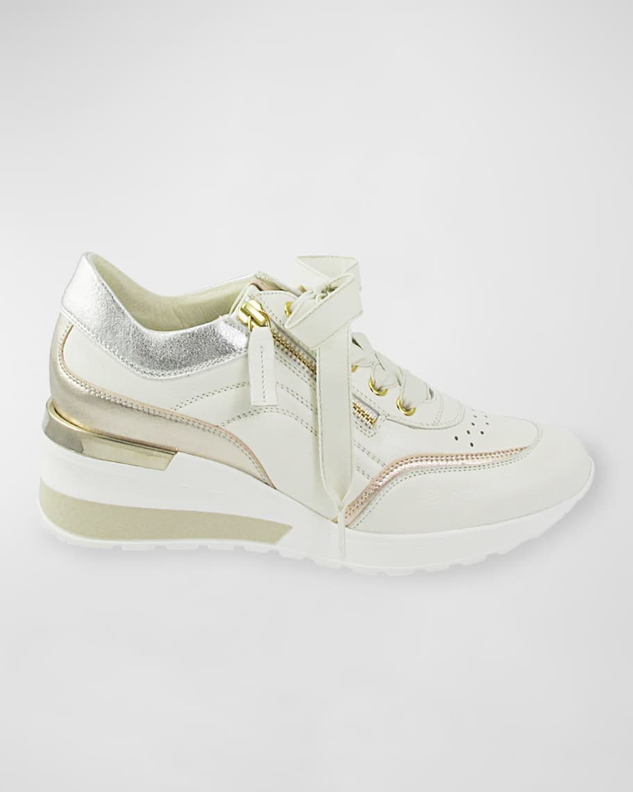 Ron White Roxy Weatherproof Leather Wedge Sneakers | Neiman Marcus