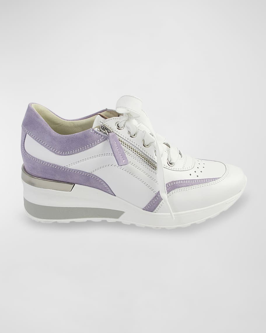 Ron White Roxy Weatherproof Leather Wedge Sneakers | Neiman Marcus