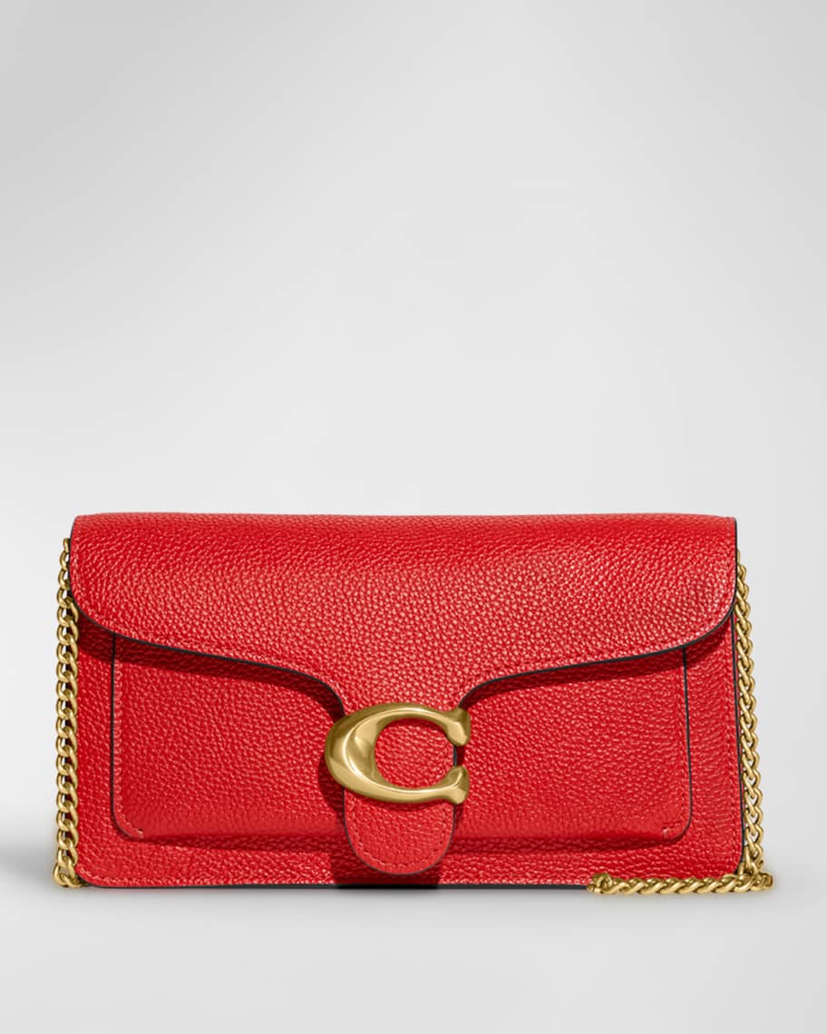 Coach Tabby Pebble Leather Clutch Bag with Chain | Neiman Marcus