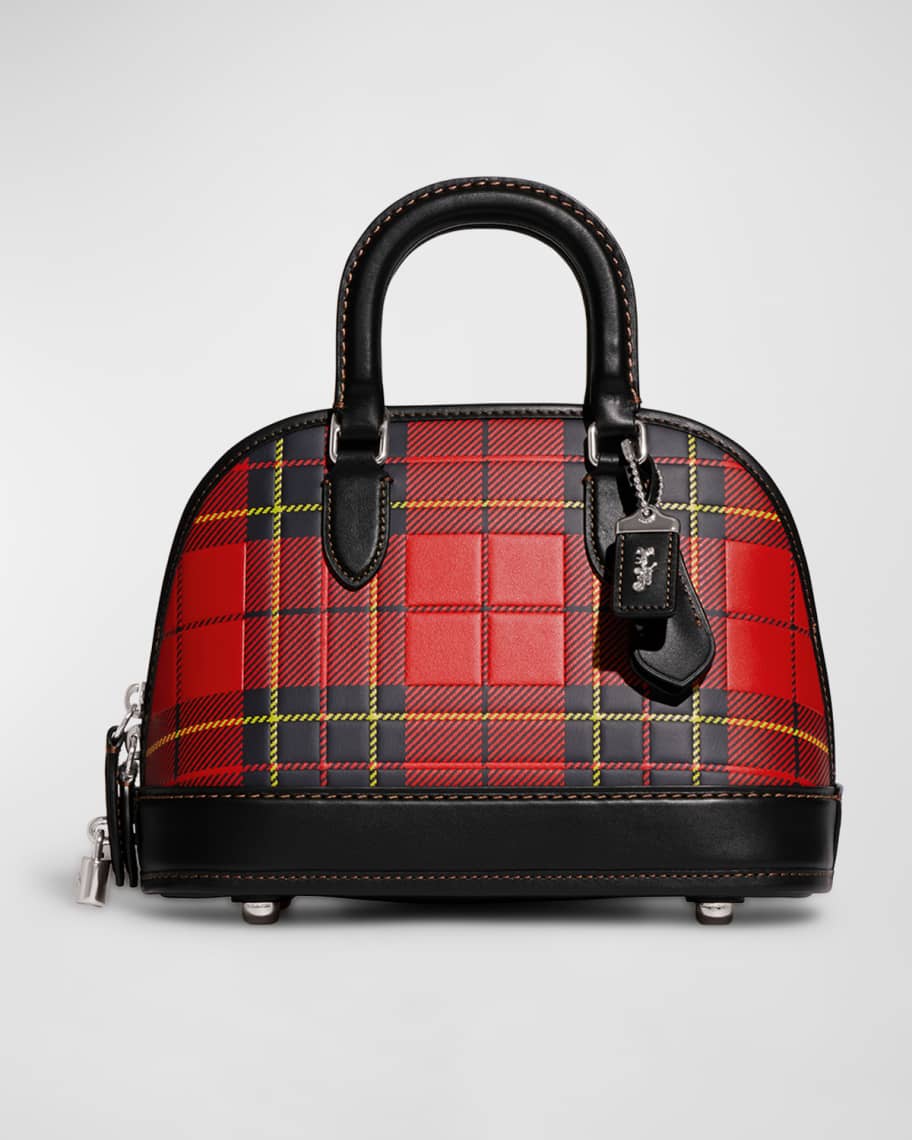 Coach Revel 24 Plaid-Print Leather Top-Handle Bag | Neiman Marcus