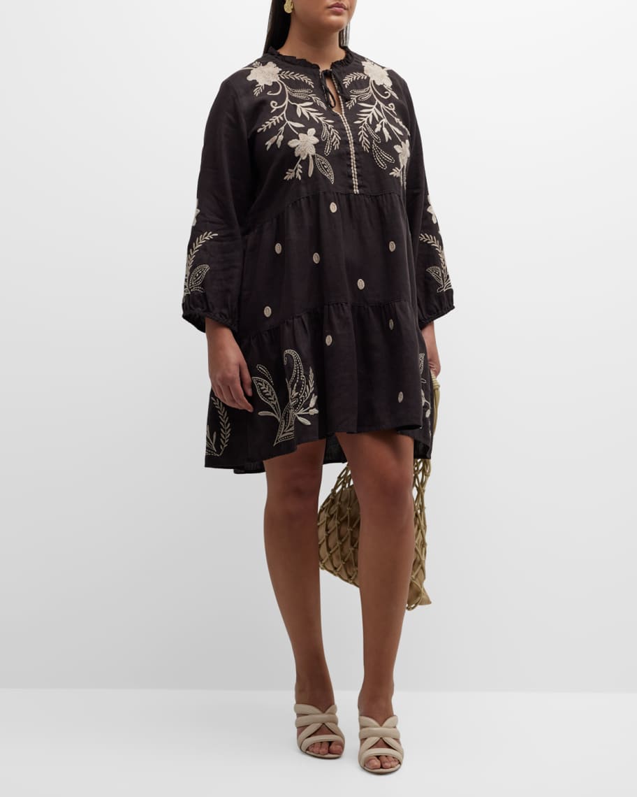 Johnny Was Plus Size Frankie Embroidered Shift Dress | Neiman Marcus