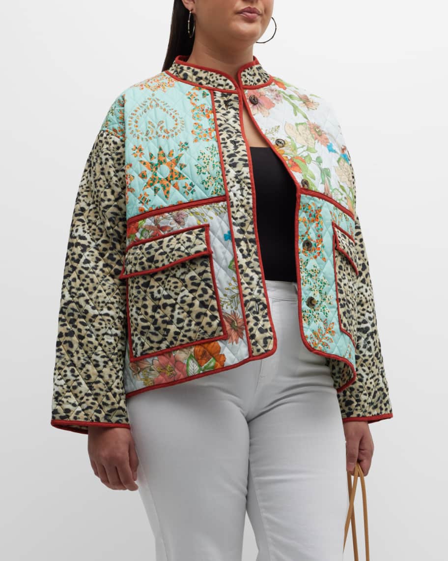 Johnny Was Plus Size Liliana Quilted Patchwork Jacket | Neiman Marcus