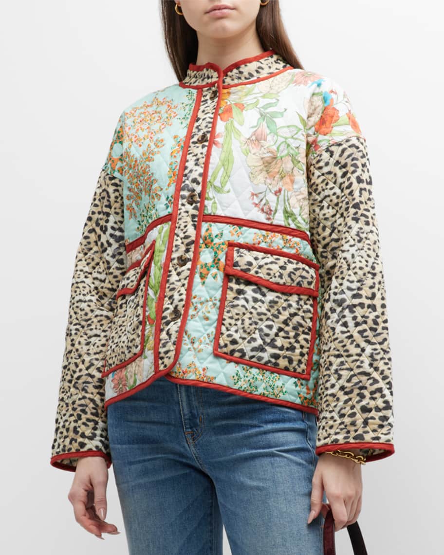 Johnny Was Liliana Quilted Patchwork-Print Jacket | Neiman Marcus