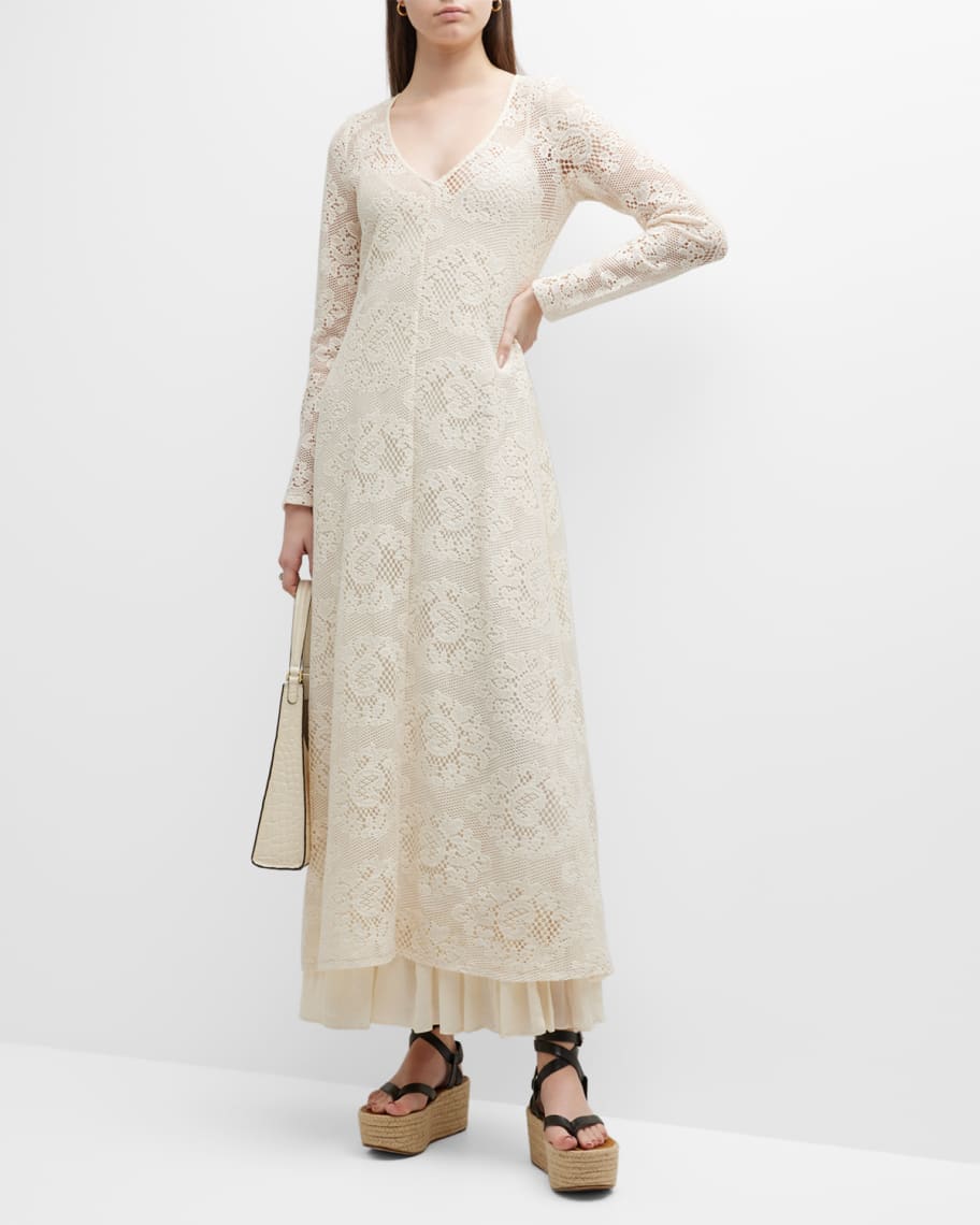 Johnny Was Tayla Long-Sleeve Lace Maxi Dress | Neiman Marcus