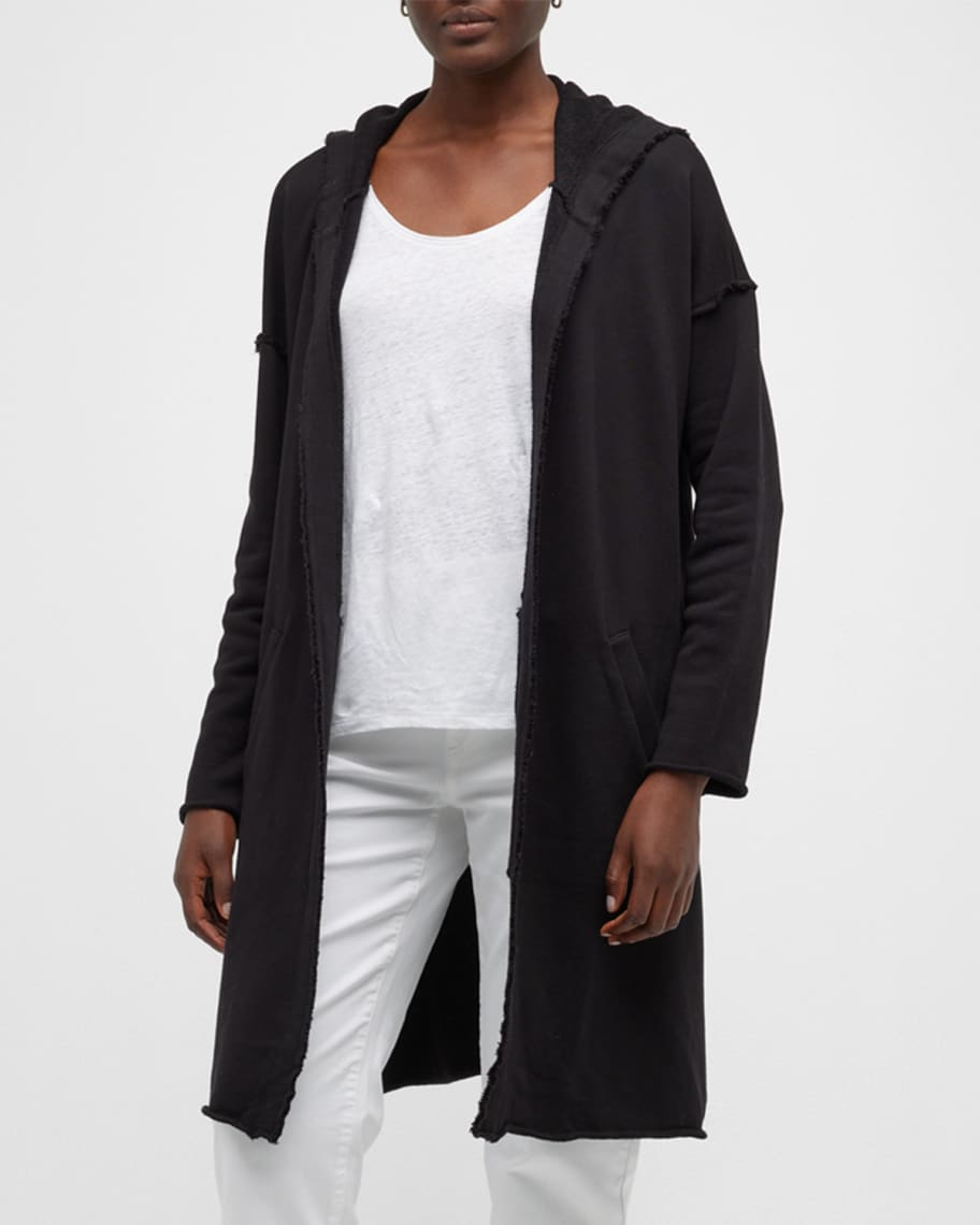 Eileen Fisher Hooded Open-Front French Terry Jacket | Neiman Marcus