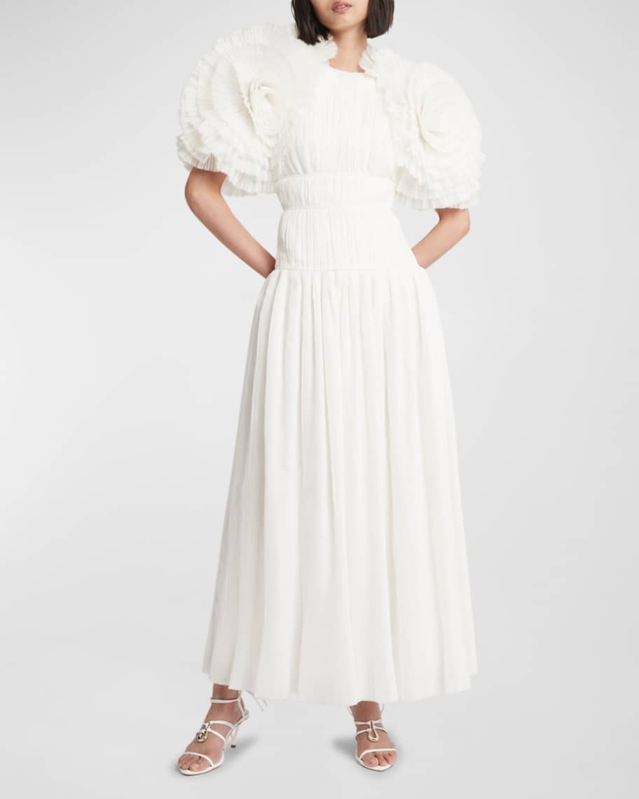 Aje Expressive Pleated Organza Tiered Maxi Dress | Neiman Marcus