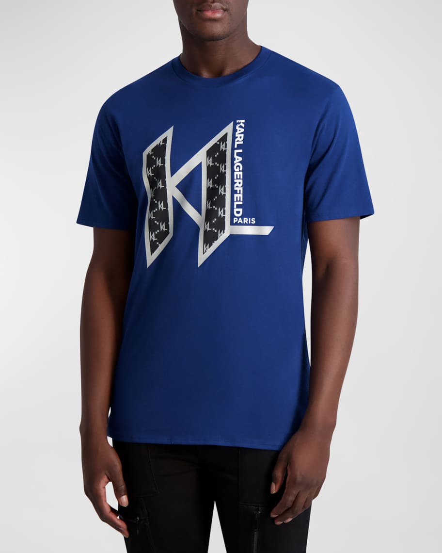 Karl Lagerfeld Paris Men's Shiny KL Logo T-Shirt | Neiman Marcus
