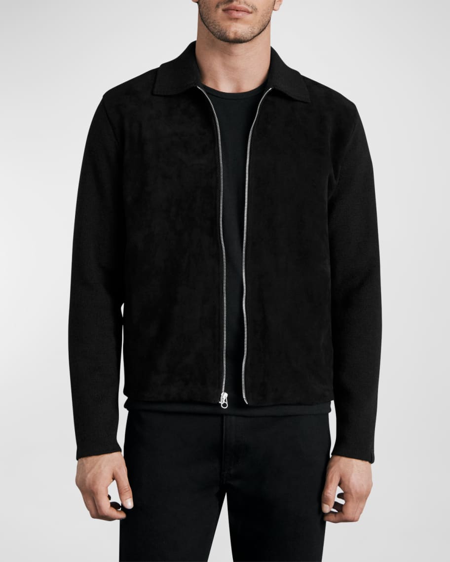 Rag & Bone Men's Melrose Suede-Front Zip Jacket | Neiman Marcus