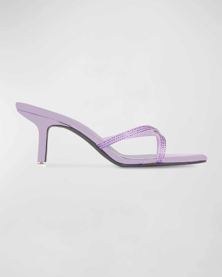 Black Suede Studio Ari Metallic Crisscross Slide Sandals | Neiman Marcus