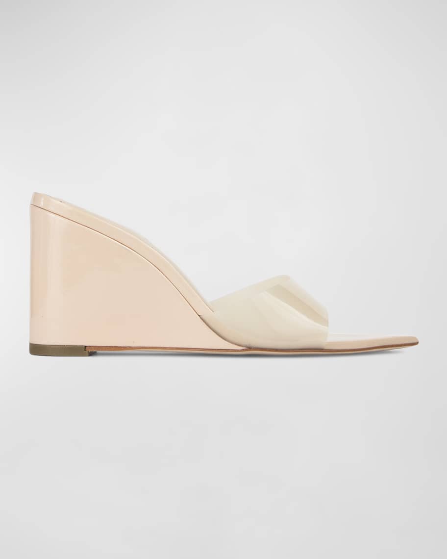 Black Suede Studio Octavia Transparent Wedge Sandals | Neiman Marcus