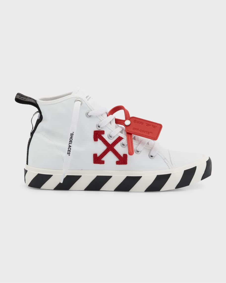Off-White Men's Vulcanized Canvas Mid-Top Sneakers | Neiman Marcus