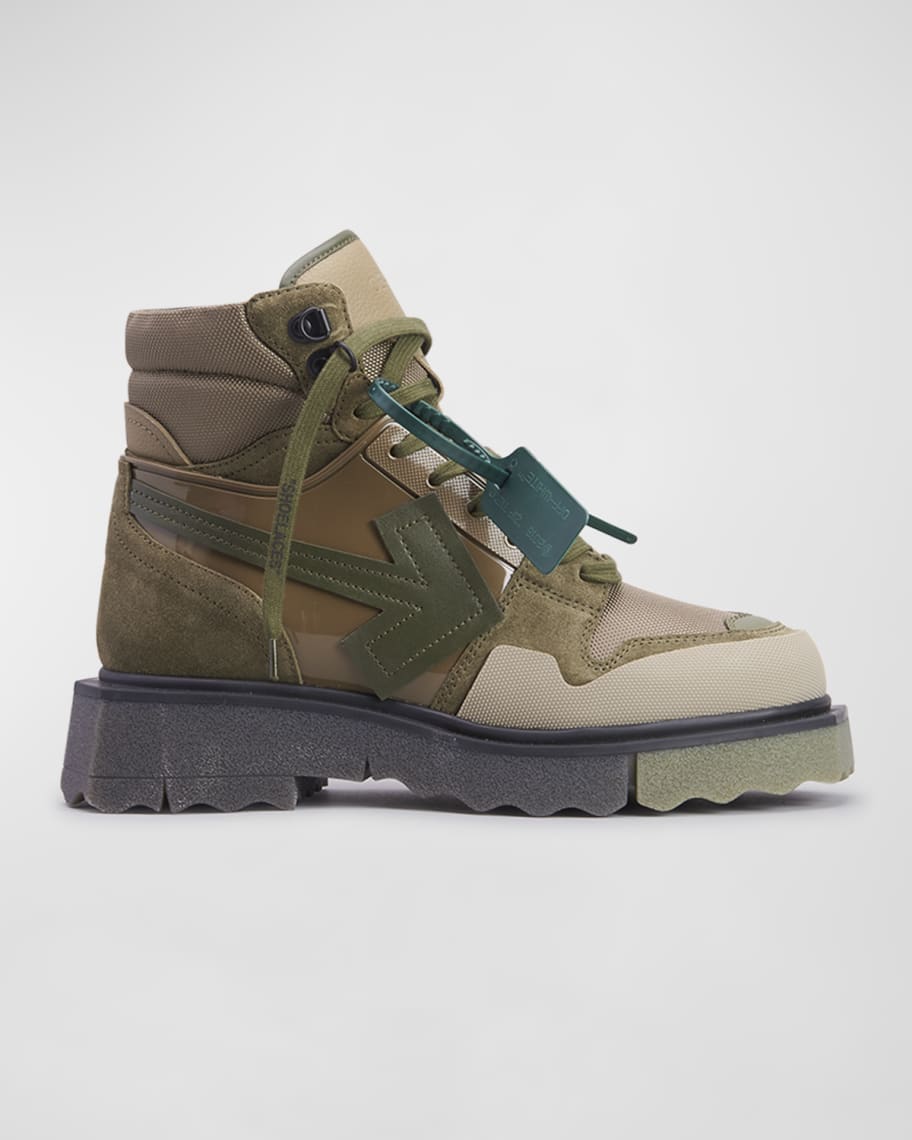 Off-White Men's Hiking Sponge Sneakerboot Lace-Up Boots | Neiman Marcus