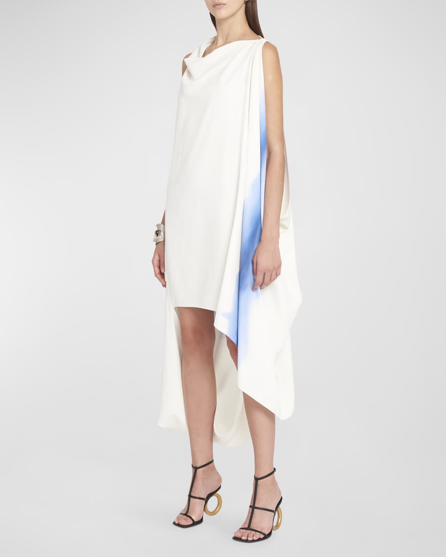 Ferragamo Degrade-Print Draped High-Low Shift Dress | Neiman Marcus