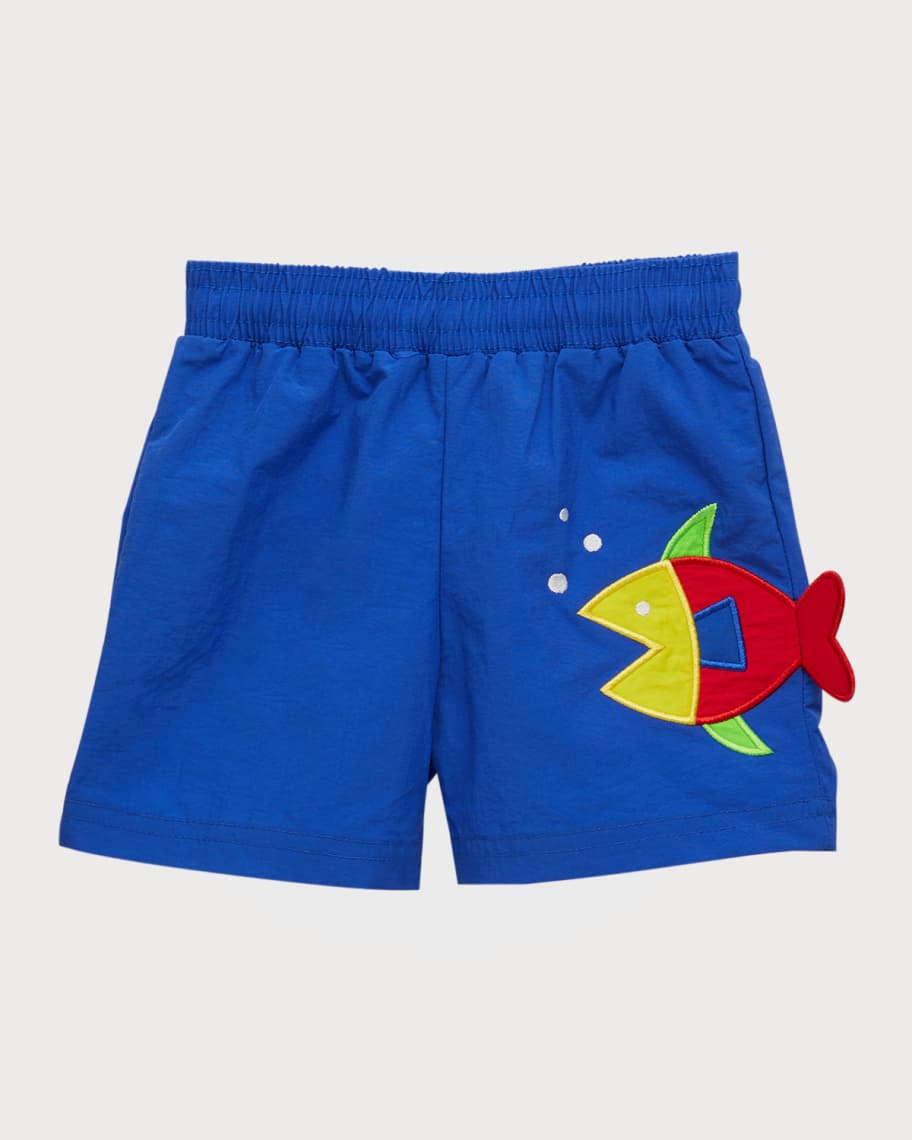 Florence Eiseman Boy's Embroidered Fish Swim Trunks, Size 6M-24M ...