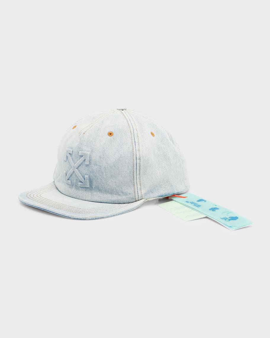 Off-White Men's Distressed Denim Arrows Baseball Cap | Neiman Marcus