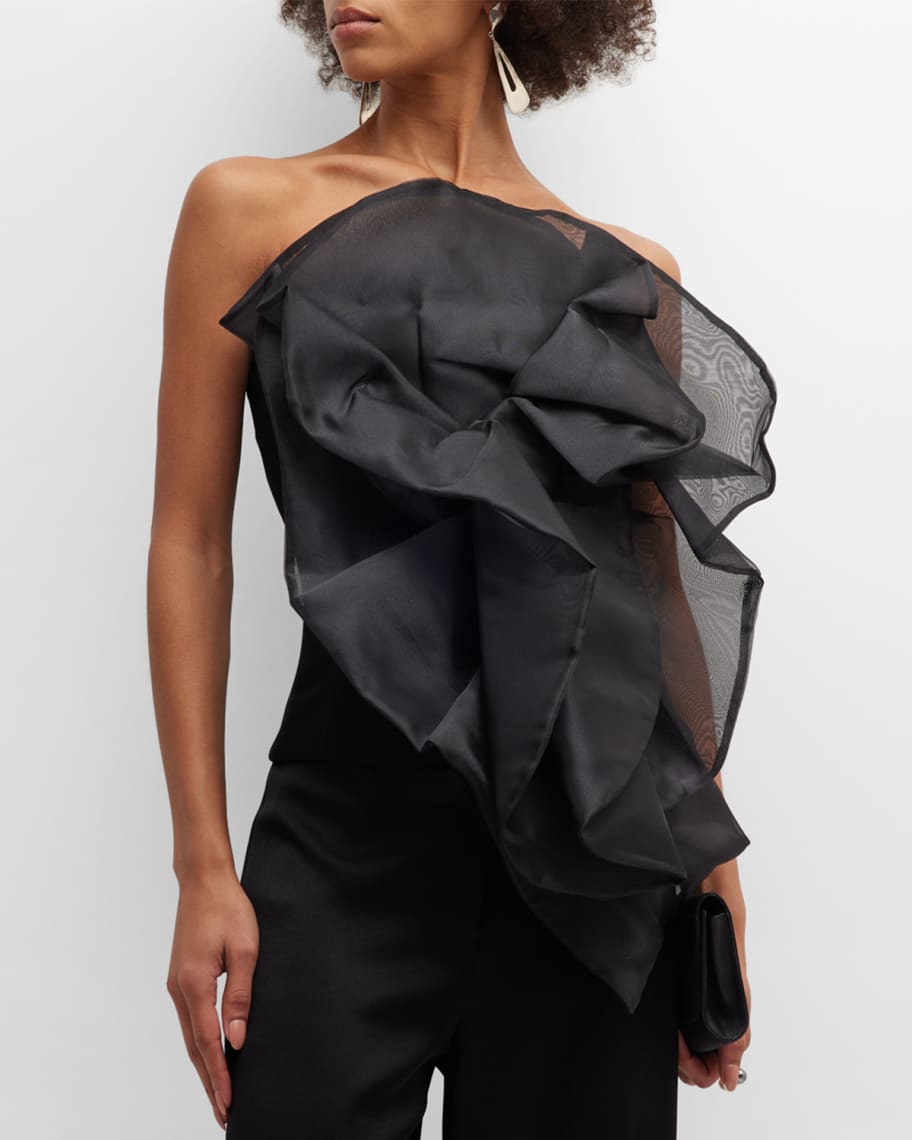 MONOT 3D Organza Rosette Strapless Bustier Top | Neiman Marcus