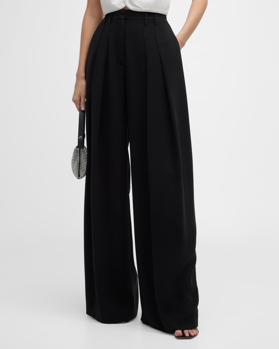 MONOT Double-Pleated Wide-Leg Pants | Neiman Marcus