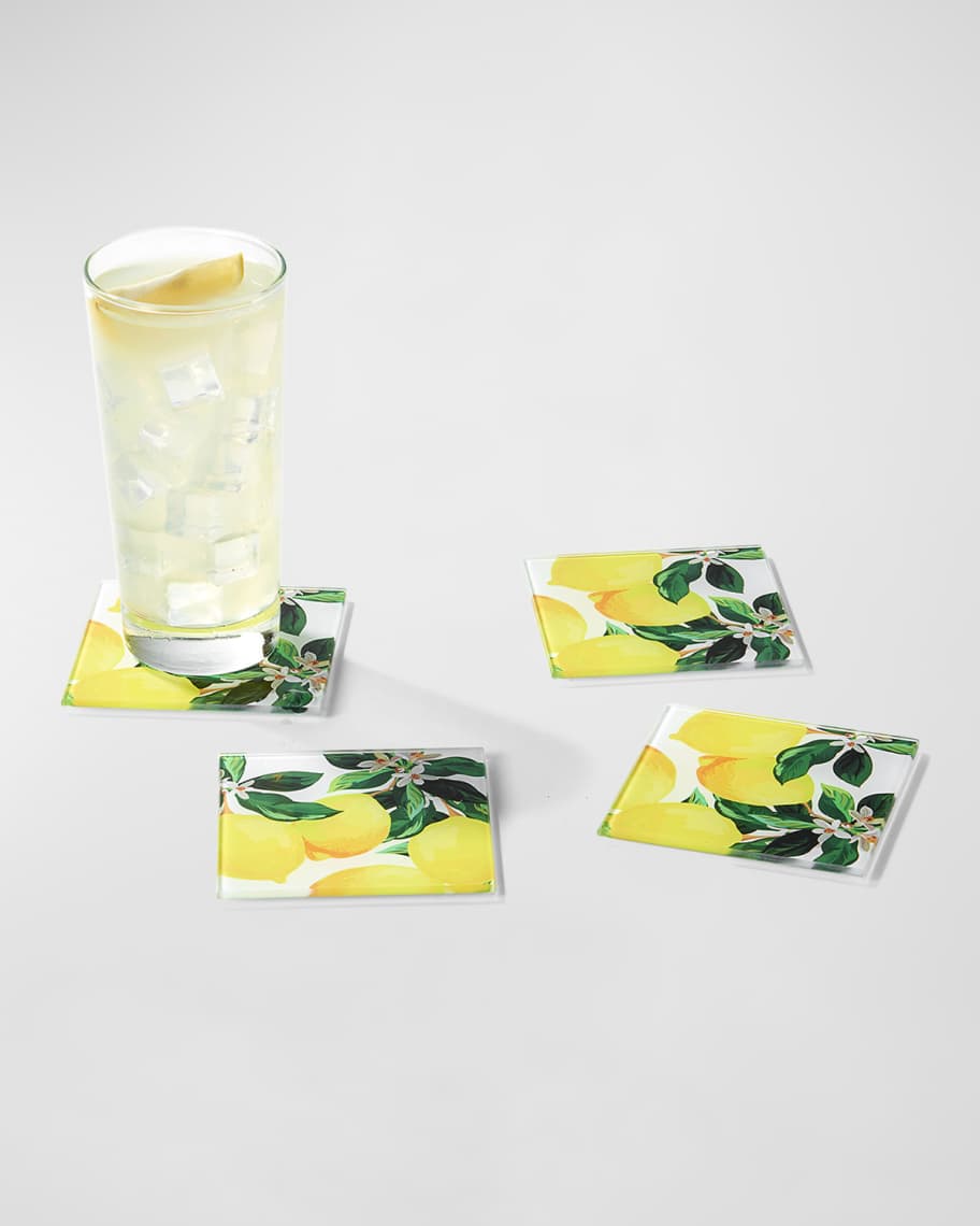 American Atelier Meyer Lemons Glass Coasters, Set of 4 | Neiman Marcus