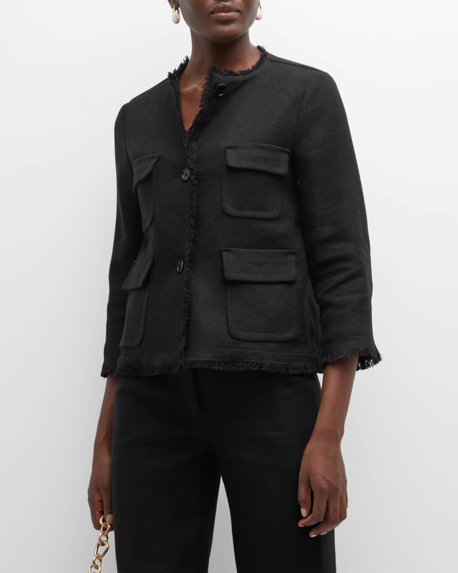 Max Mara Andreis Fringe Linen Jacket | Neiman Marcus