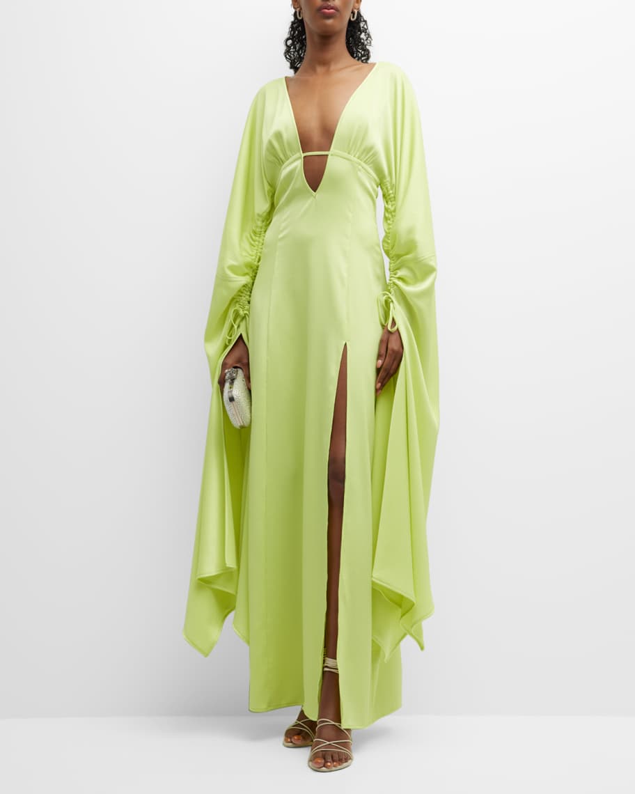 Cult Gaia Draped Deep V-Neck Cutout Gown | Neiman Marcus