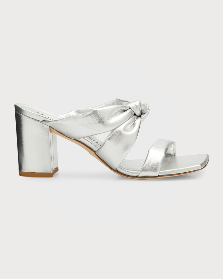 Stuart Weitzman Playa Metallic Knot Slide Sandals | Neiman Marcus