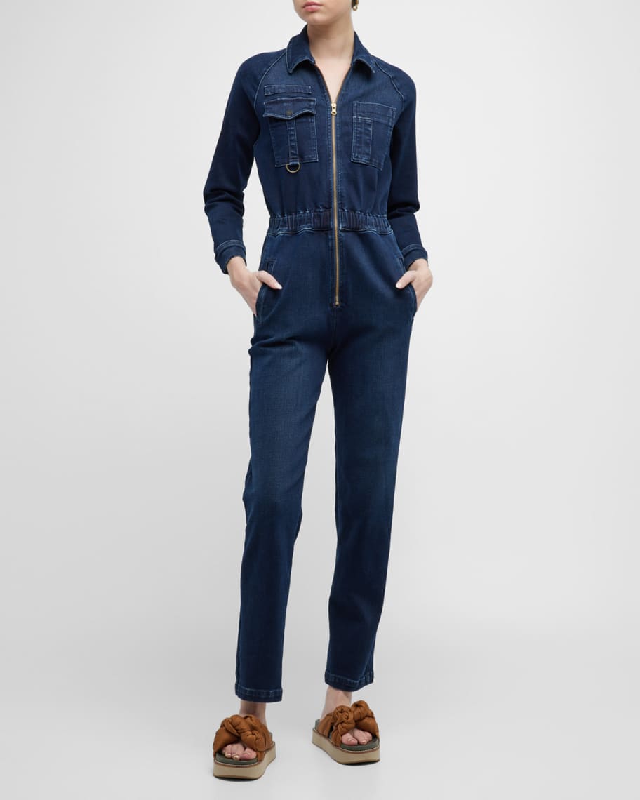 MOTHER The Racer Denim Jumpsuit | Neiman Marcus