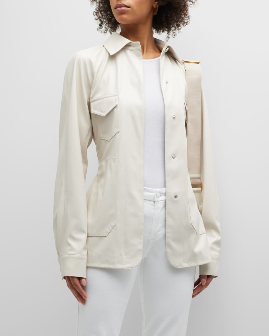 7 for all mankind Vegan Leather Cinched Jacket | Neiman Marcus