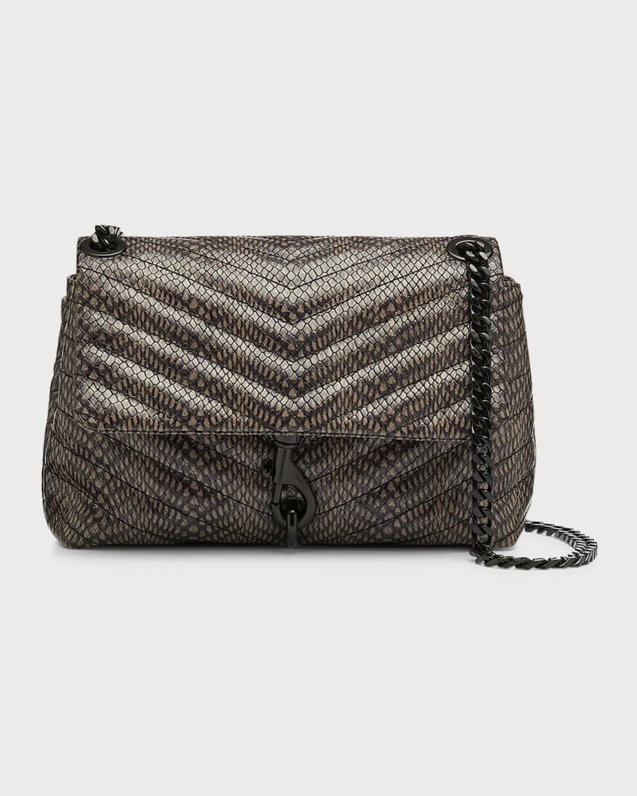 Rebecca Minkoff Edie Flap Snake-Embossed Crossbody Bag | Neiman Marcus