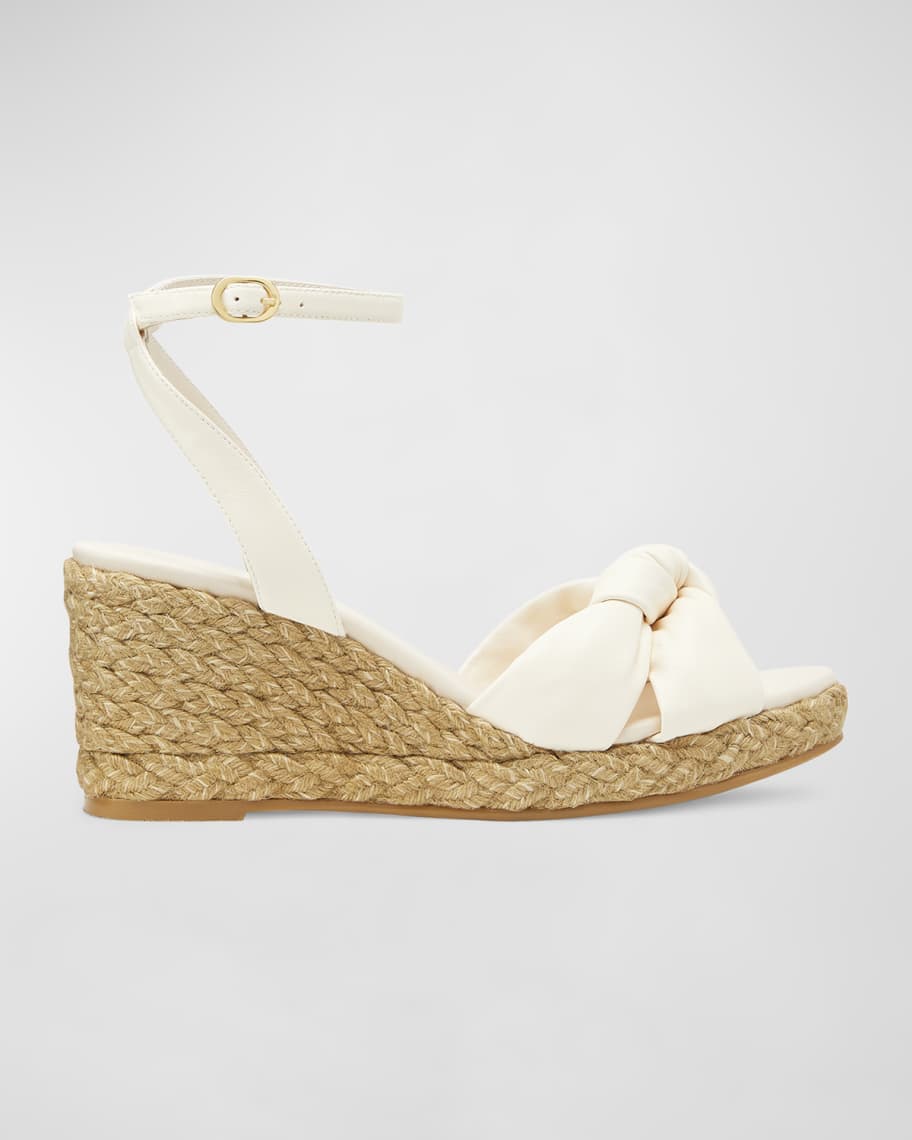 Stuart Weitzman Playa Lambskin Knot Espadrille Sandals | Neiman Marcus