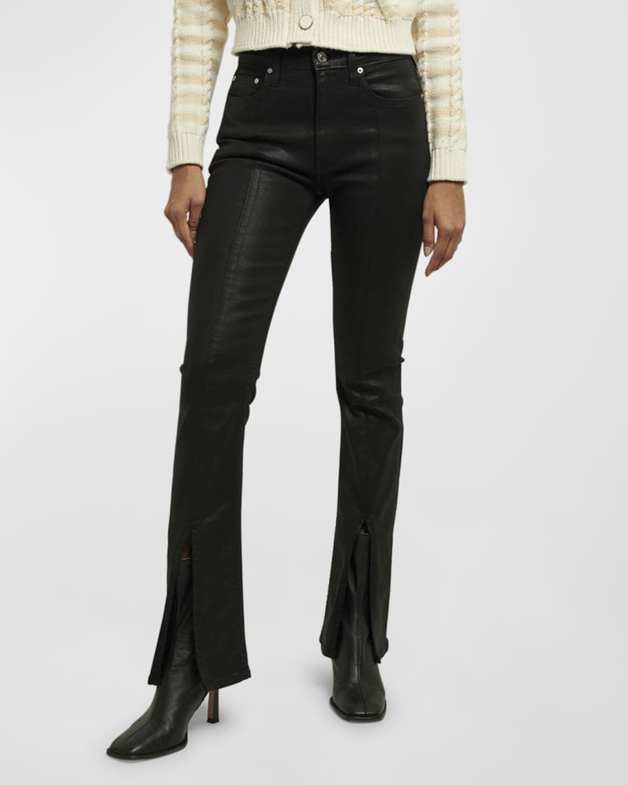 Derek Lam 10 Crosby Lucia High-Rise Split Kick Flare Jeans | Neiman Marcus