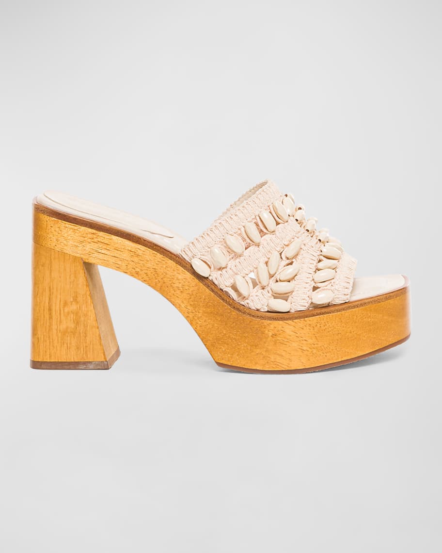 Bernardo Knox Raffia Bead Mule Sandals | Neiman Marcus