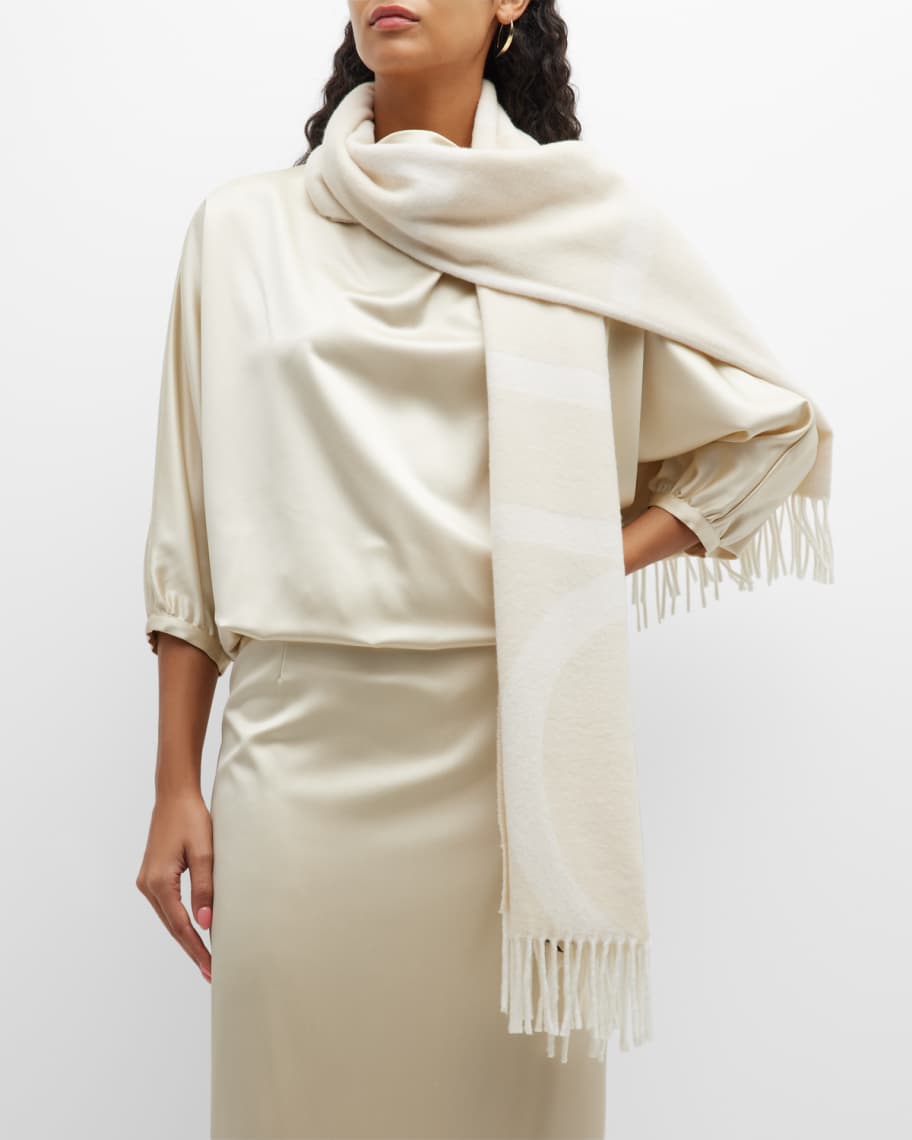 Toteme Jacquard Monogram Wool Scarf | Neiman Marcus