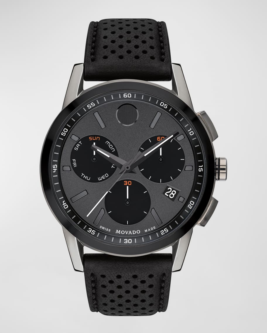 Movado Men's Museum Sport Chronograph Perforated Leather Watch, 43mm ...