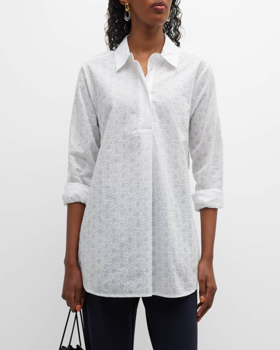 Masai Geneo Embroidered Side-Slit Blouse | Neiman Marcus