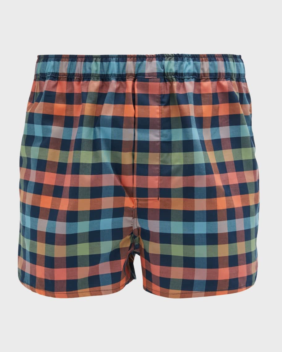 Derek Rose Men's Barker 34 Multi-Check Cotton Boxers | Neiman Marcus